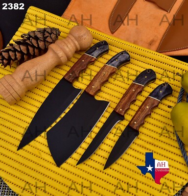 CUSTOM HANDMADE FORGED CARBON STEEL CHEF KNIFE KITCHEN KNIVES CHEF SET ...