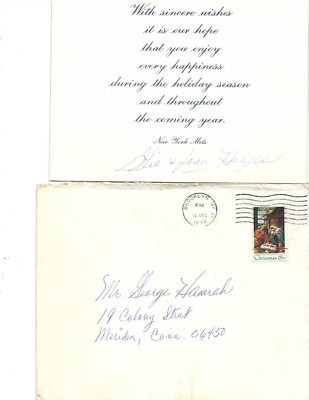 Gil Hodges Autographed New Years Card Dodgers Mets Baseball HOFer JSA ...