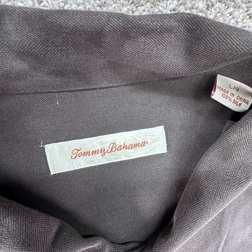 Tommy Bahama Shirt Mens Large Brown Hawaiian Button Up Short Sleeve | eBay