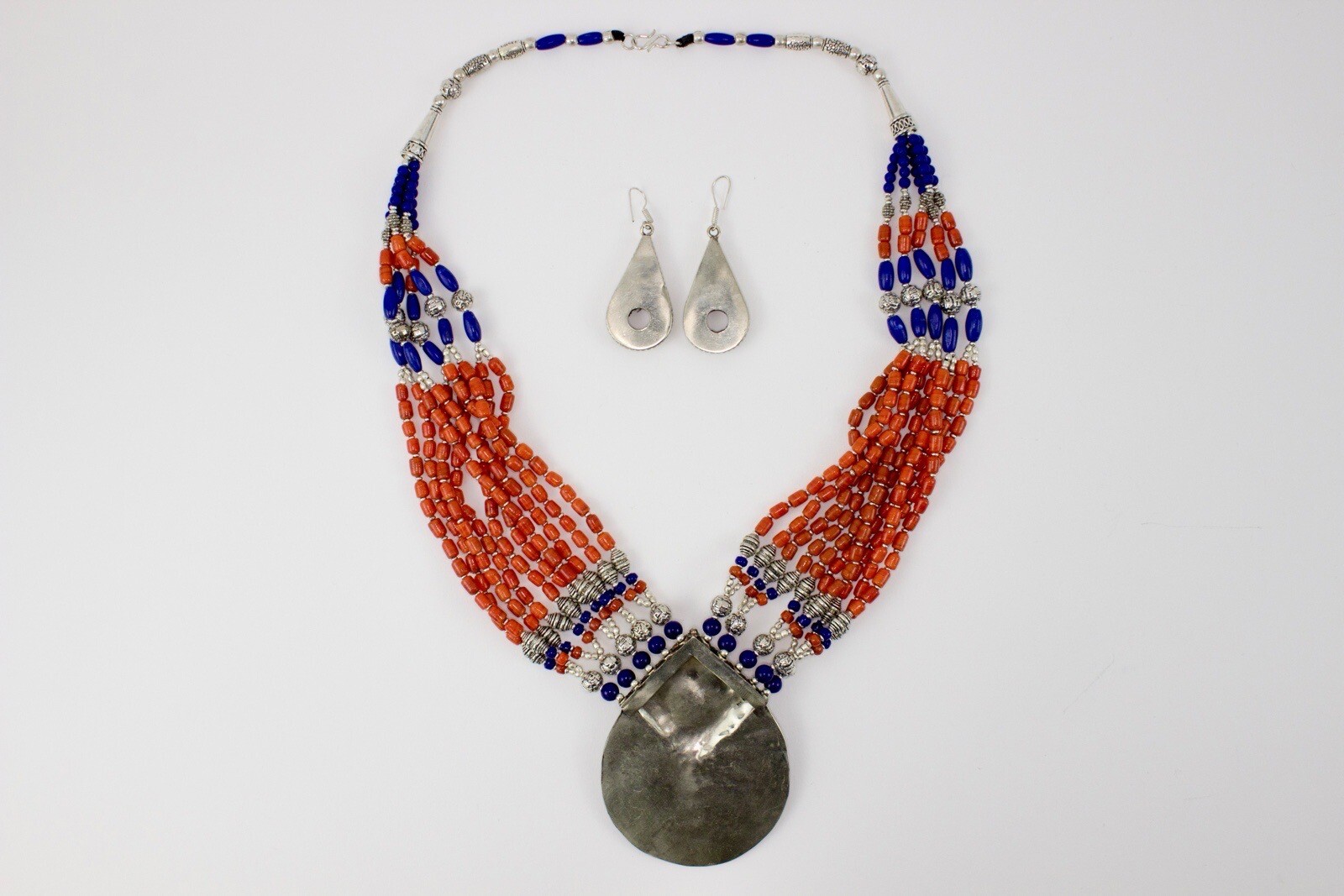 Antique Beautiful Tibetan Nepali Orange Pendant Neckl… - Gem