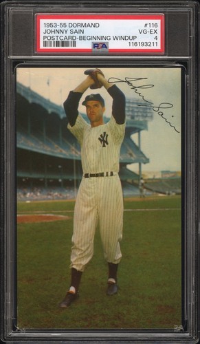 1953-55 DORMAND POSTCARD BEGINNING WINDUP #116 JOHNNY SAIN PSA 4 | eBay