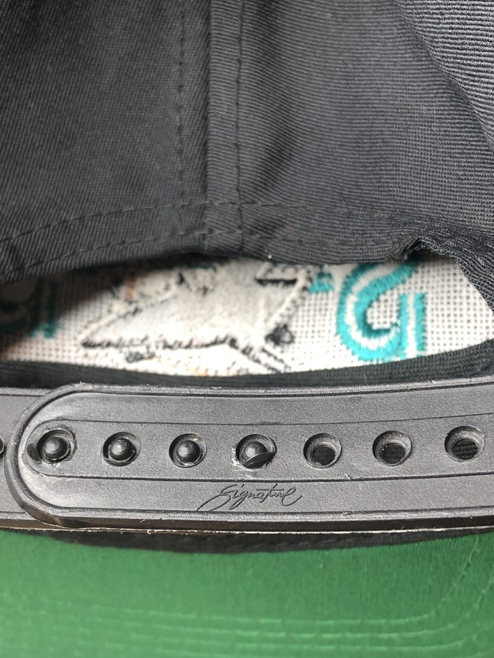 Vintage AJD Signatures San Jose Sharks NHL Black Teal Snapback Hat Cap ...