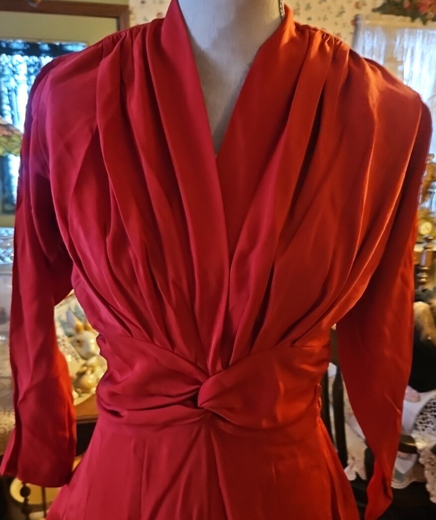 VINTAGE ELEANOR GREEN CALIFORNIA ♡ 1940s/1950s RED DR… - Gem