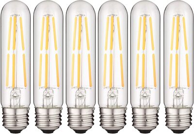LED Filament T10 Tubular Light Bulb, 6W, 60W, 600LM, E26, 128 mm, 2700K ...