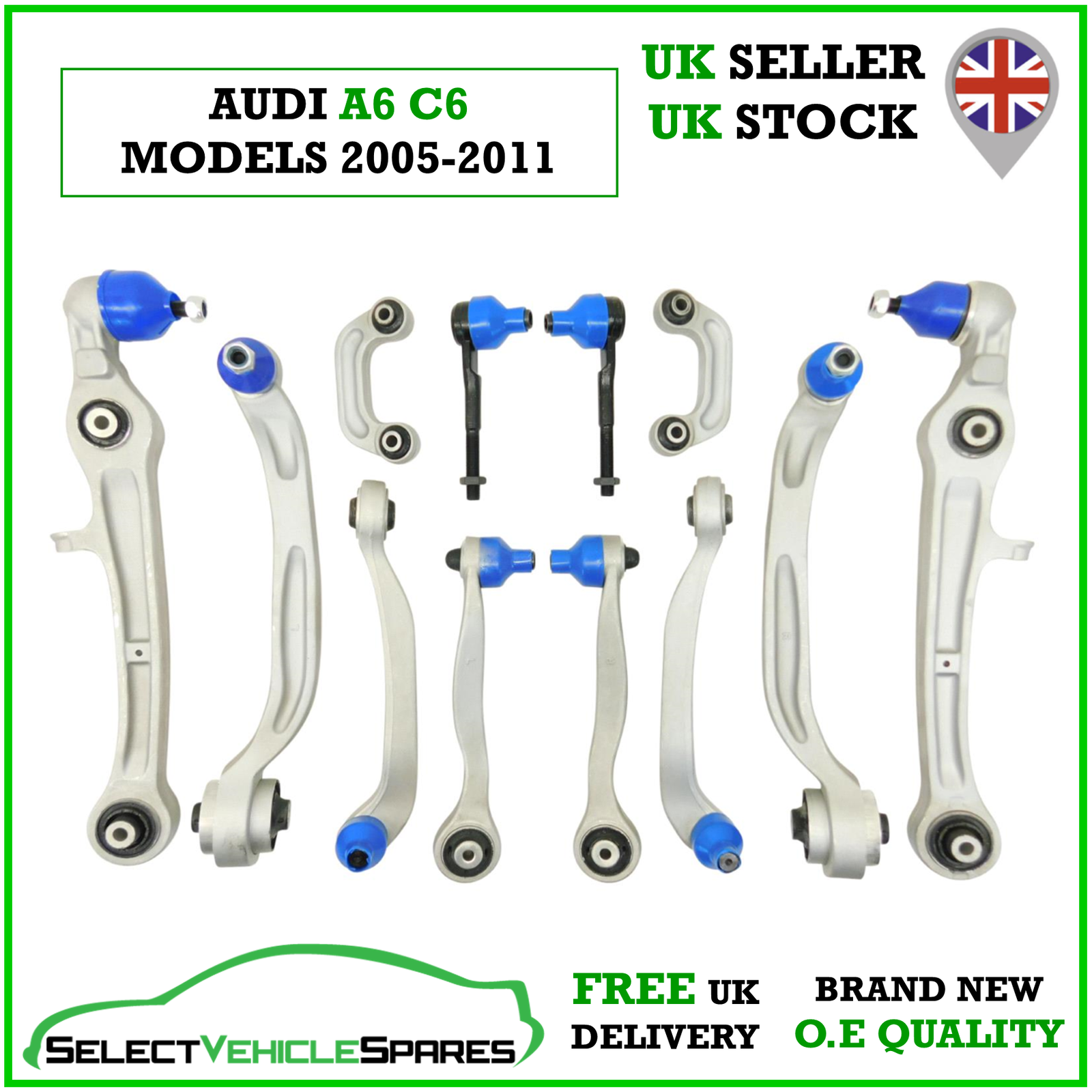 NEW AUDI A6 C6 FRONT SUSPENSION WISHBONE CONTROL ARMS KIT SET (X12 ...
