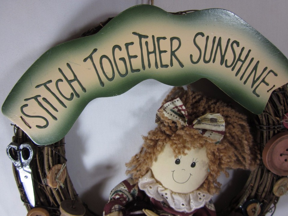 Hand Crafted Large 13" Stitch Together Sunshine Door or Wall Hanging ...