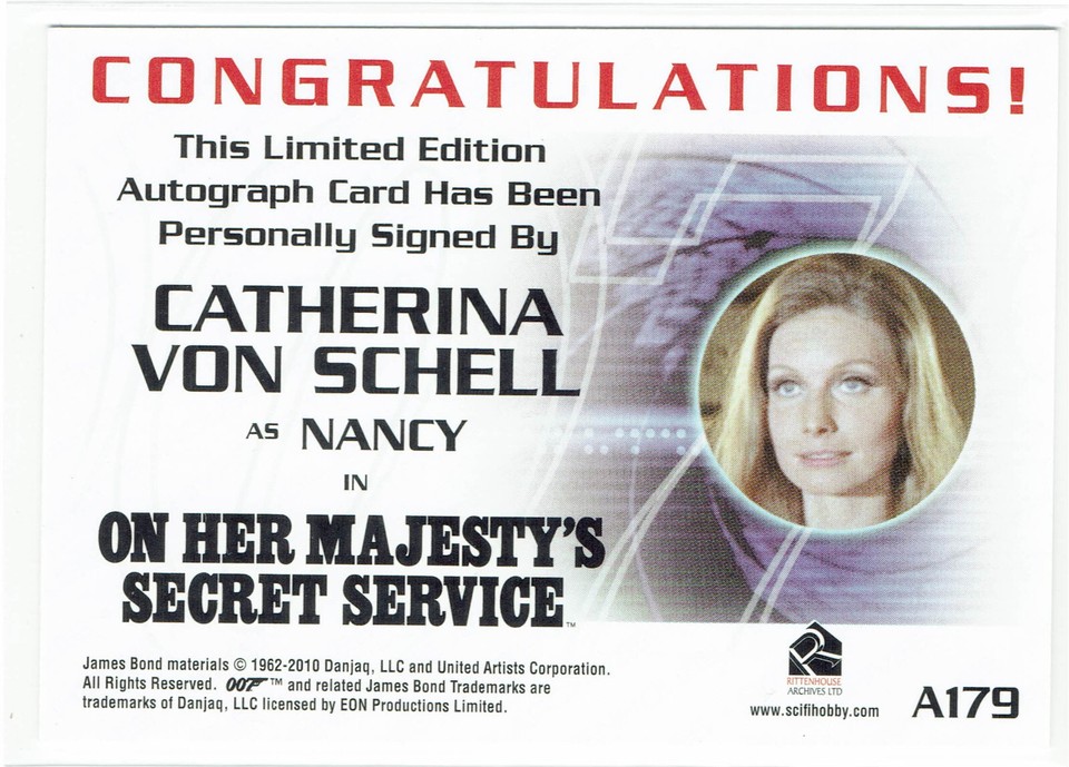James Bond Mission Logs 40th Ann. Auto A179 Catherina von Schell as ...