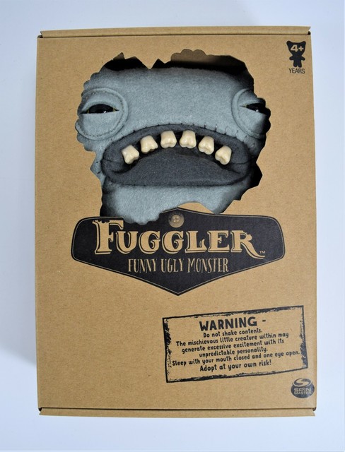 Fuggler Grey Wide Eyed Weirdo 9” Funny Ugly Monster Macabre Soft Toy ...