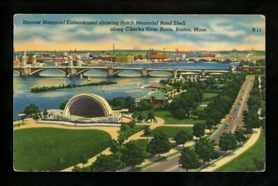 Music postcard Bandshell Hatch Memorial Band Shell Charles River Basin ...
