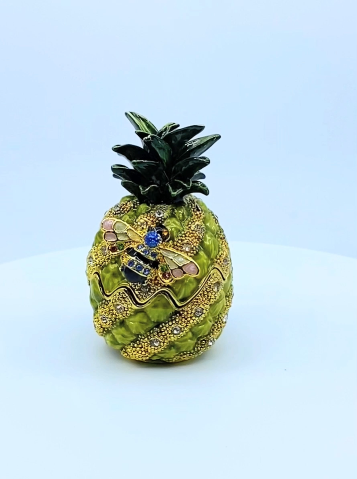 Kubla Craft Bejeweled Enameled Trinket Box: Pineapple Bee Box, Item ...