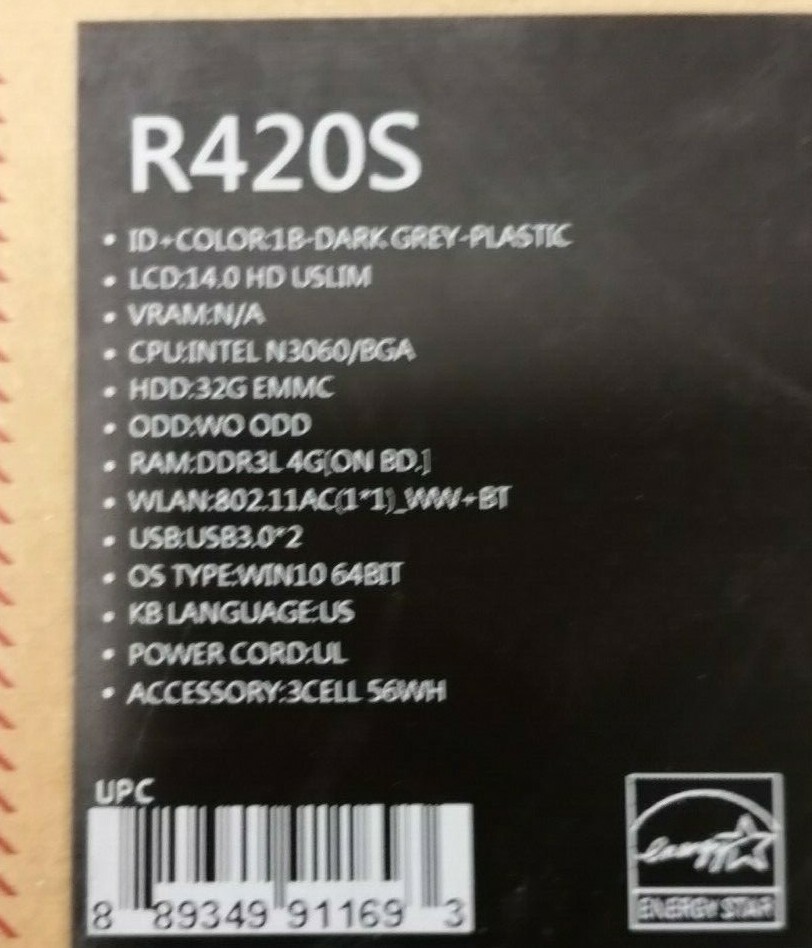 Asus VivoBook R420S 14 Intel Celeron N3060 4GB 32GB eMMC Laptop | eBay