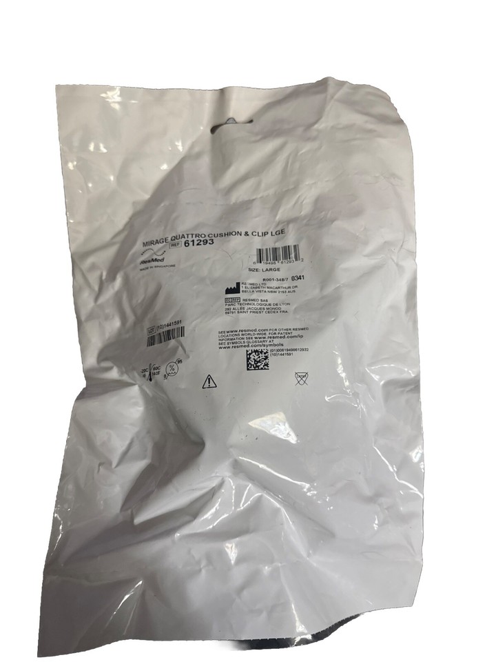 New (Sealed) Resmed Mirage Quattro Cushion and Clip Full Face CPAP ...