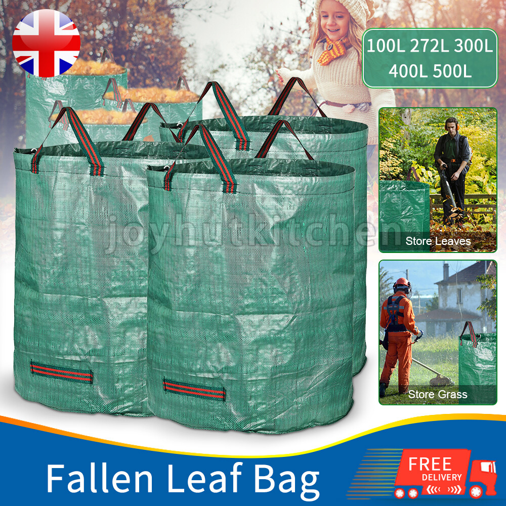 1-4 100-500L Heavy Duty Waterproof Large Garden Waste Bag Reusable ...