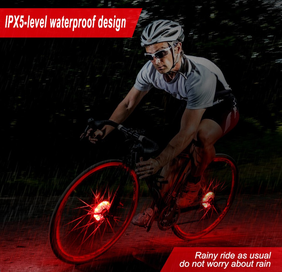 Rechargeable Bike Wheel Hub Lights Waterproof LED Cycling Spoke Lights ...