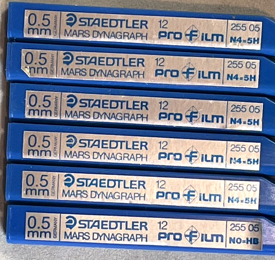 QTY 72 STAEDTLER MARS DYNAGRAPH PRO-FILM MINES FINE LEAD, 0.5mm N0-HB ...