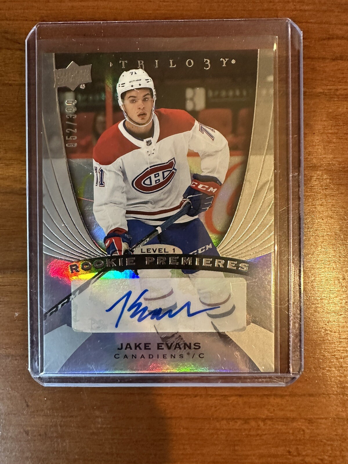 2020 UD Trilogy Jake Evans Rookie Premieres Level 1 Silver Foil Auto ...