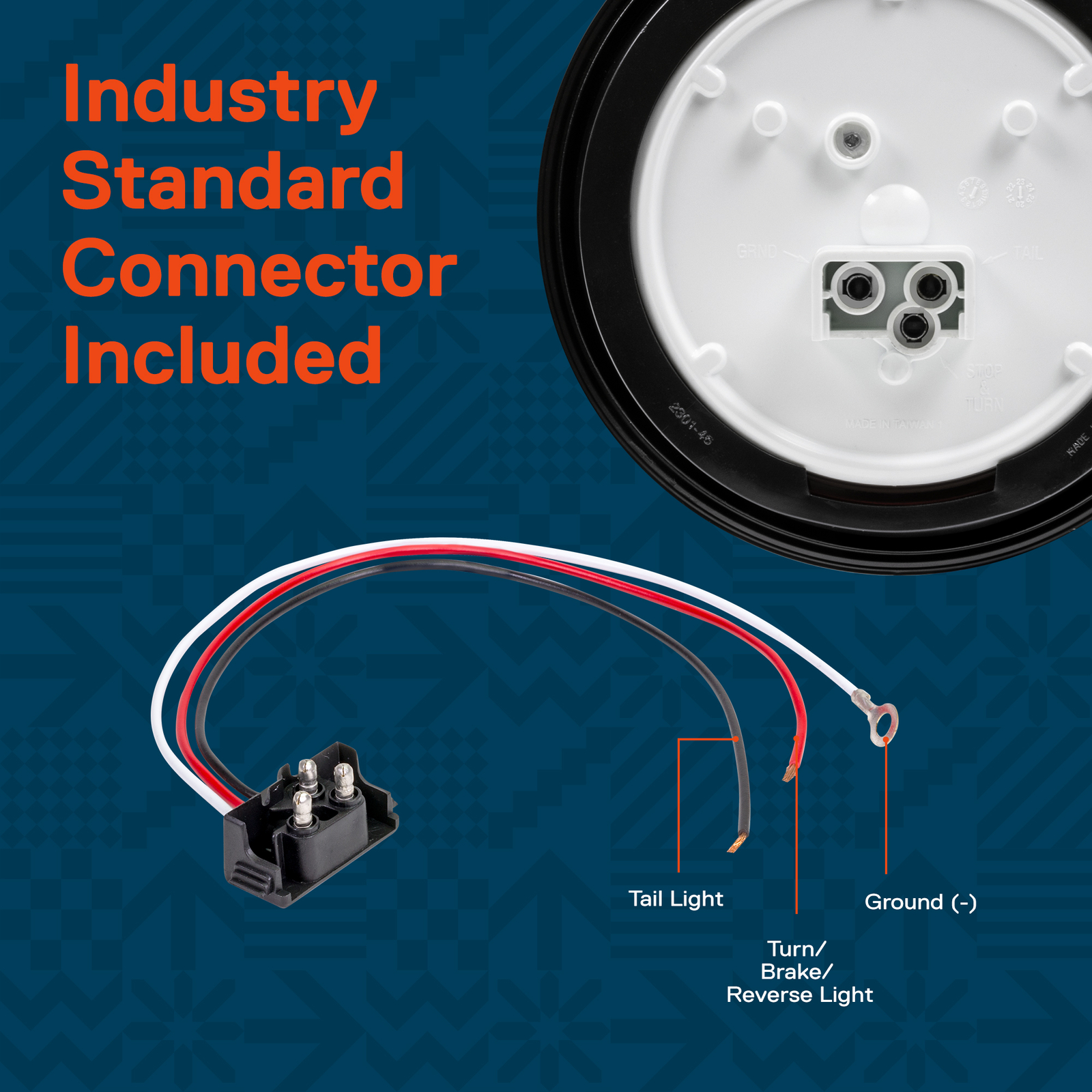 2pc 4" Round Red 24 LED Trailer Tail Light Sealed Grommet Plug ...