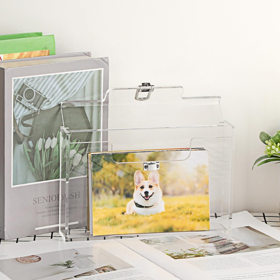 2 Pack Clear Acrylic Index Card Box for 5x8 Inch Cards, Holder Notecard ...