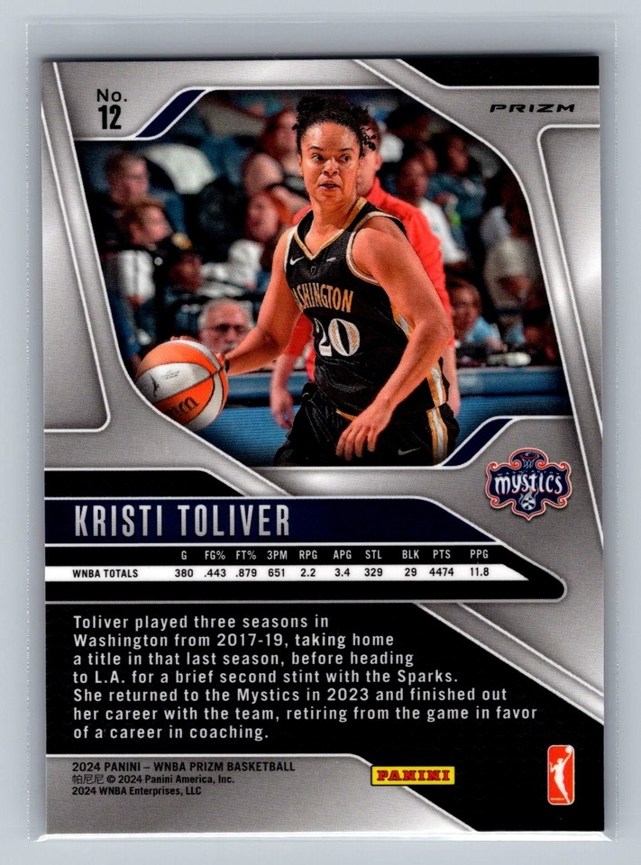 2024 Panini Prizm WNBA #12 Kristi Toliver WNBA Logo Prizm | eBay