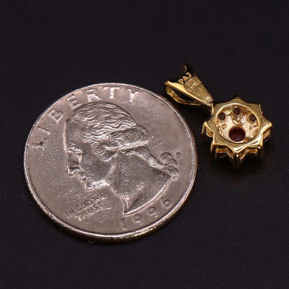 Sterling Silver - PRIME ART & JEWEL Ruby & CZ Flower Gold Necklace ...