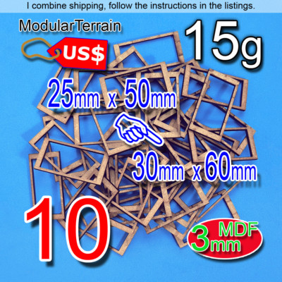 10x Adapter 25x50mm To 30x60mm Square Base 3mm MDF Warhammer 40K The ...