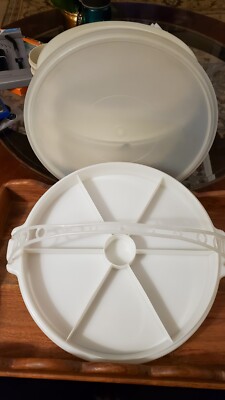 VINTAGE Tupperware Lazy Susan/ 6 Divider Platter Tray With Lid and ...