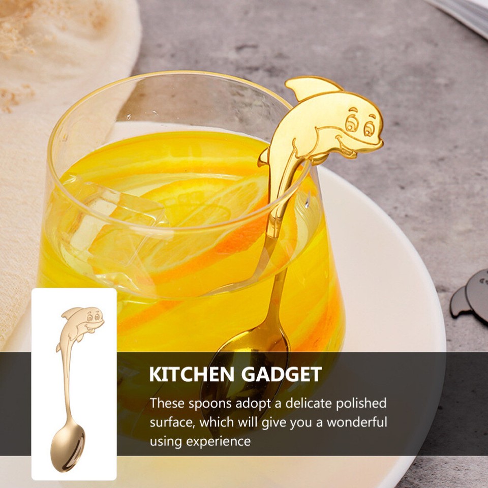 6 Pcs Stainless Steel Dolphin Spoon Child Rustless Teaspoon Kitchen ...