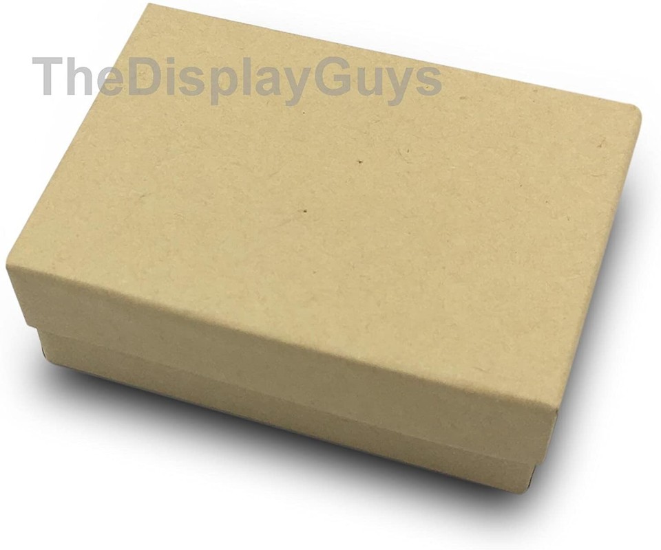 BULK 3.2x2.2x1 Cardboard #32 JEWELRY GIFT BOXES Cotton Fill Kraft Small ...