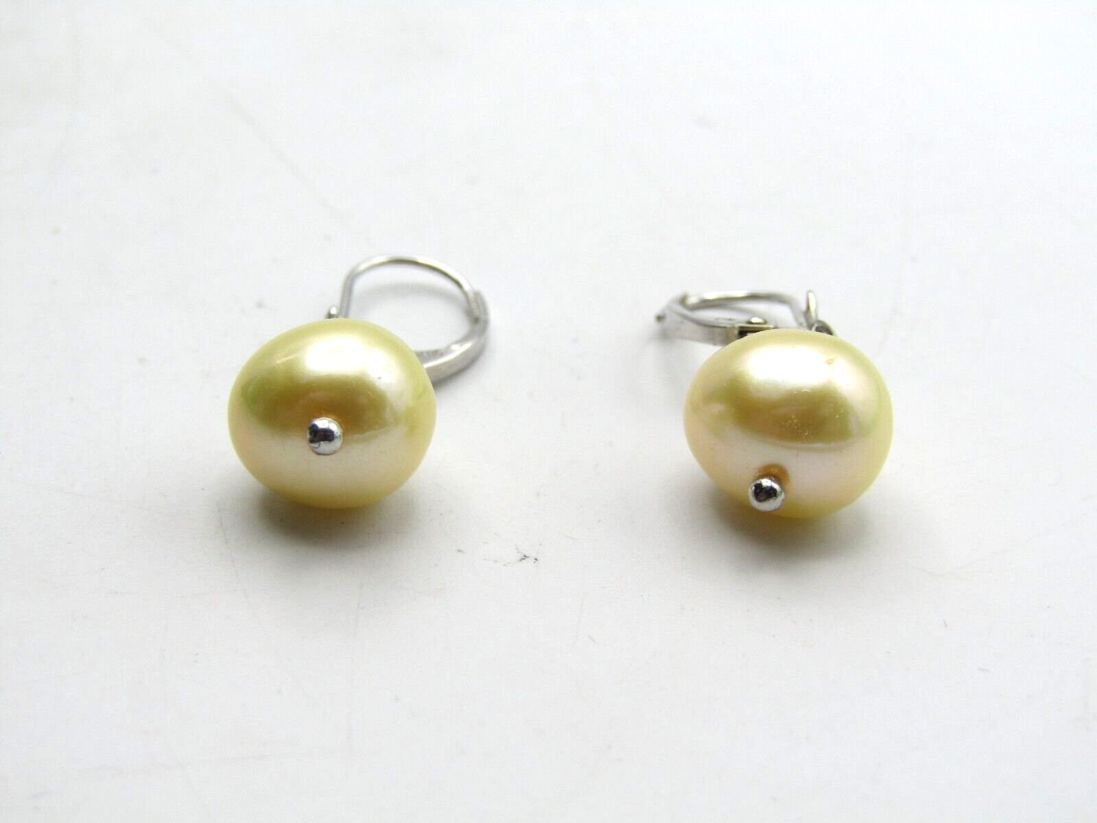 10-11mm GOLDEN FRESHWATER PEARL DROP EARRINGS Sterling Silver 925 NWT ...