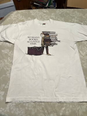 So Many Books So Little Time Edward Gorey Tee Shirt Vintage 90s XL | eBay