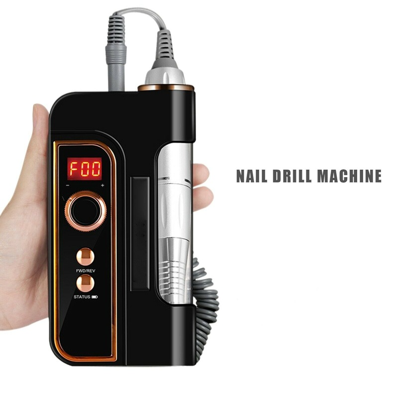 US 30000RPM Rechargeable Electric Nail Drill Machine Portable Manicure ...