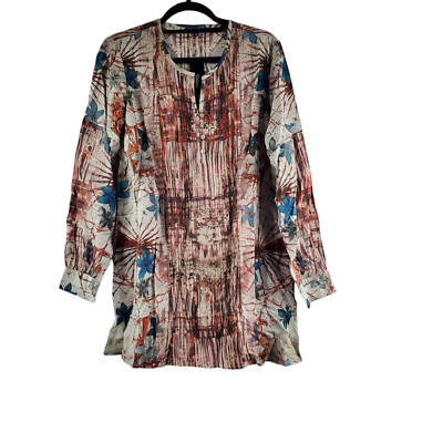 Tolani Collection Printed Woven Women's Tunic w/ Pleat Detail Ivory ...