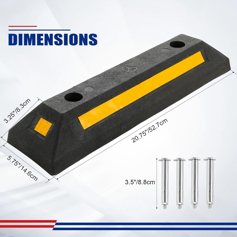 Rubber Parking Curb, Garage Floor Stops 2 Pack, Heavy Duty Wheel Stop ...