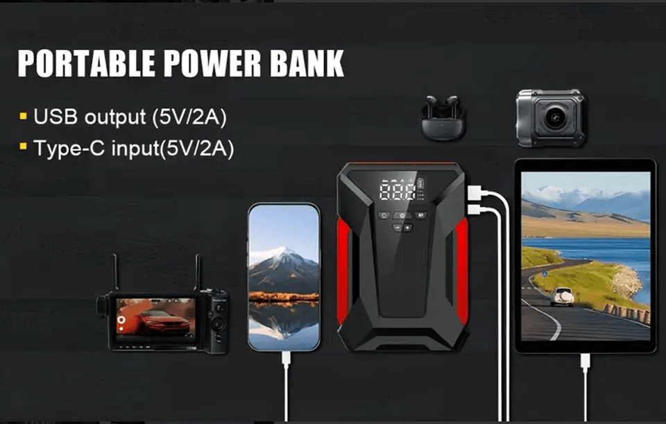 99800mAh Car Jump Starter with Air Compressor Battery Jumper Box ...