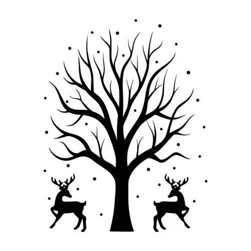 Reindeer Tree Snow Christmas Window Sticker Xmas Window Decal Shop Cafe ...