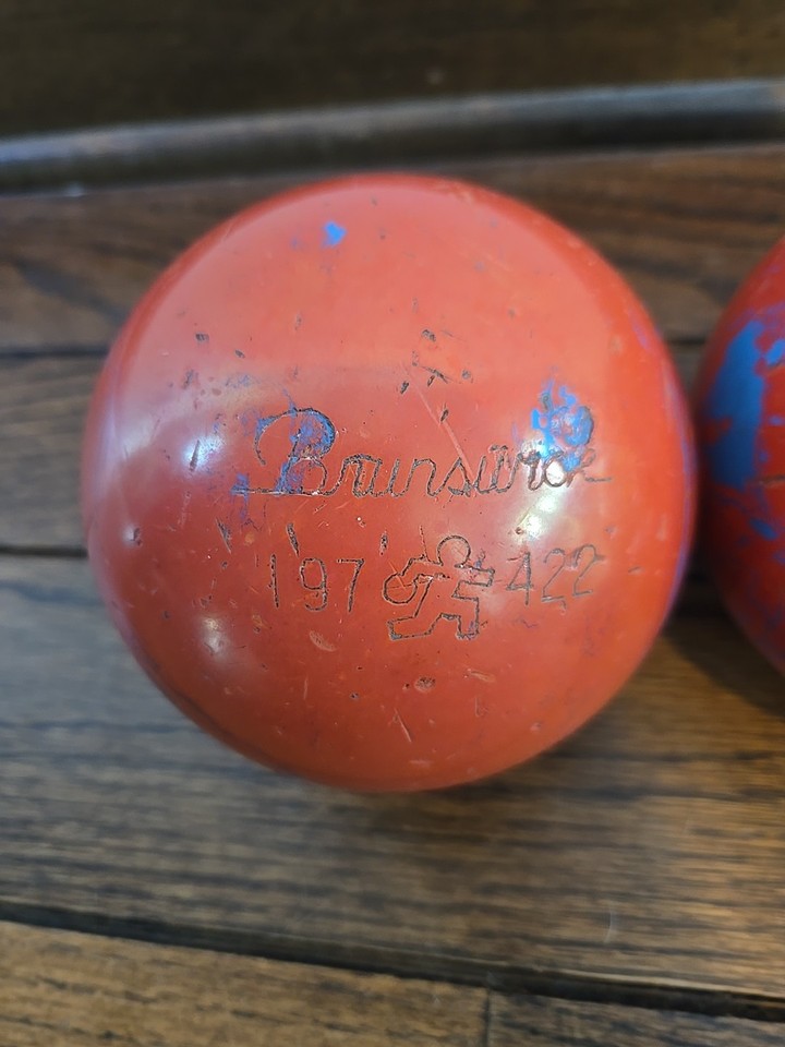 Vintage Brunswick Duckpin Bowling Balls Red & Blue Marbled Swirl | eBay