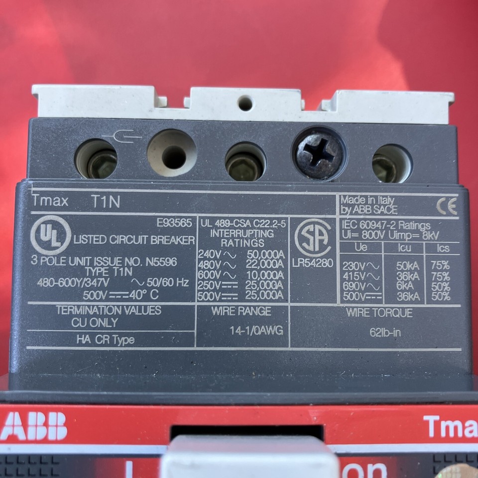 ABB SACE TMax T1 N 100 Circuit Breaker 40 AMP 3 POLE | eBay