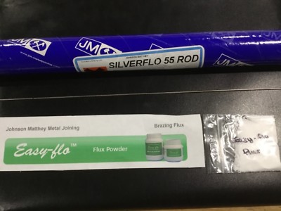 SILVER SOLDER KIT 1 SILVERFLO 55 1.5MM dia ROD X 200MM & EASY FLO FLUX ...