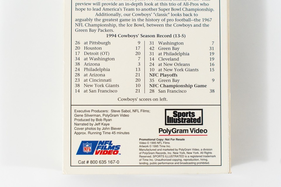 Sports Illustrated Dallas Cowboys 1995 Video Yearbook (1995) VHS Tape ...