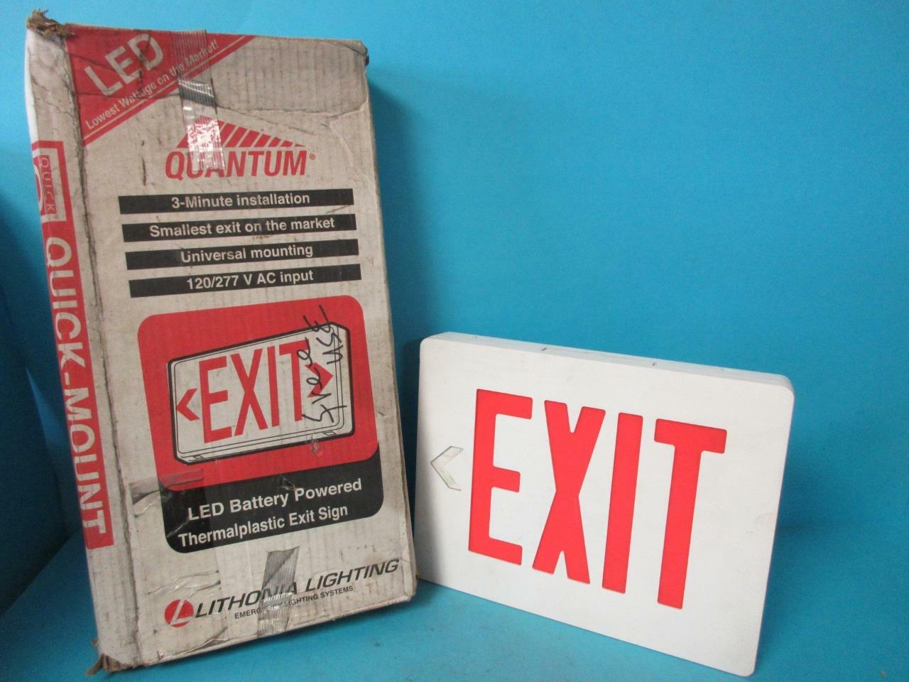NEW LED LITHONIA QUANTUM BATTERY POWERED THERMAL PLASTIC EXIT SIGN ...