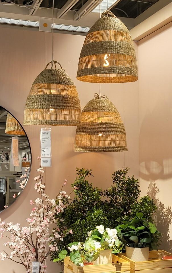 IKEA TORARED Pendant lamp shade, seagrass/outdoor handmade 14" BRAND ...