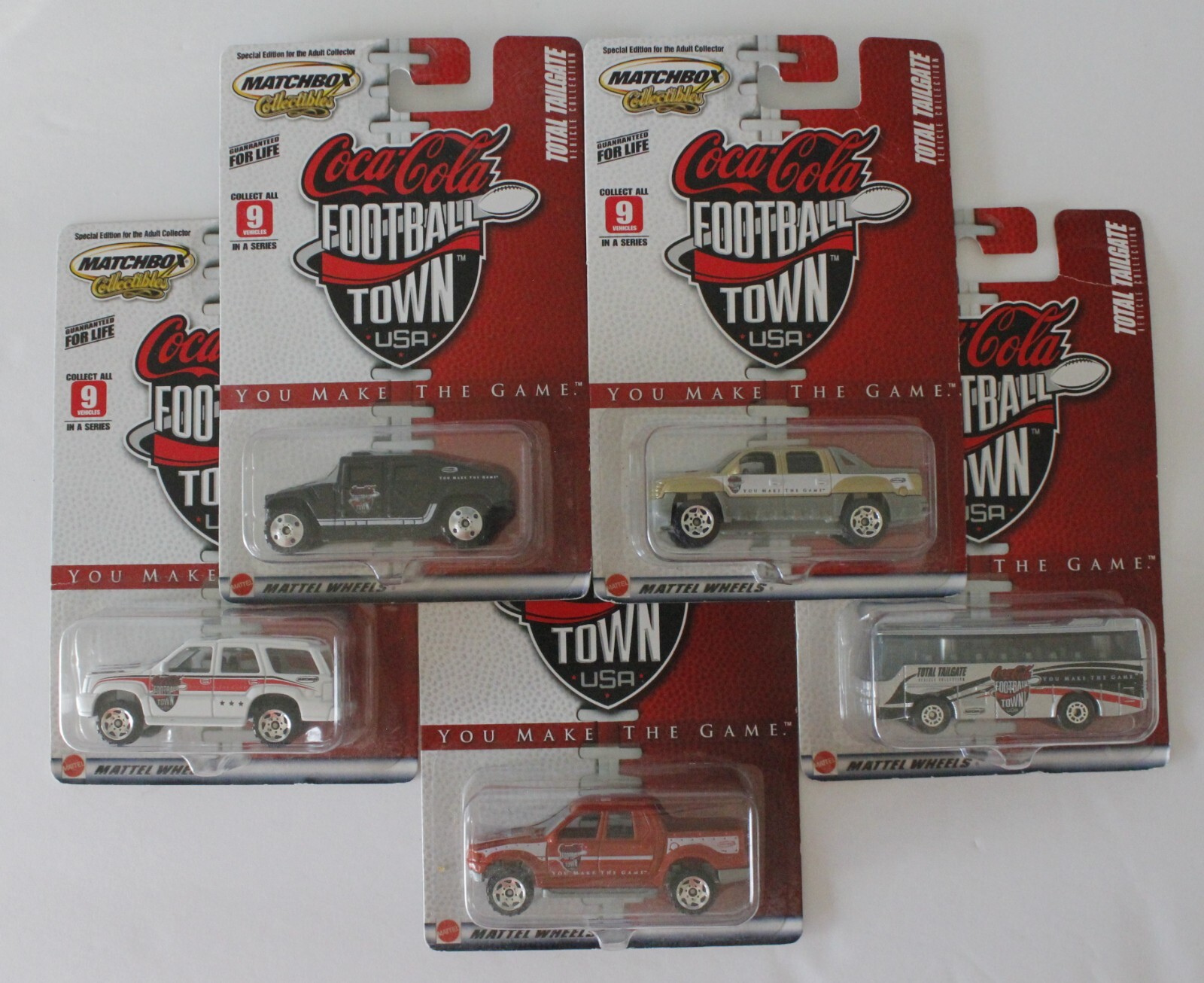 Coca Cola/Matchbox Collectibles/Football Town Vehicles #2,3,4,6,7, Lot ...