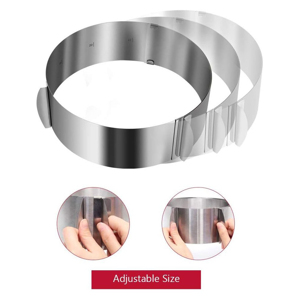 6"-12" Adjustable Round Stainless Steel Cake Mousse Mold Ring Baking ...