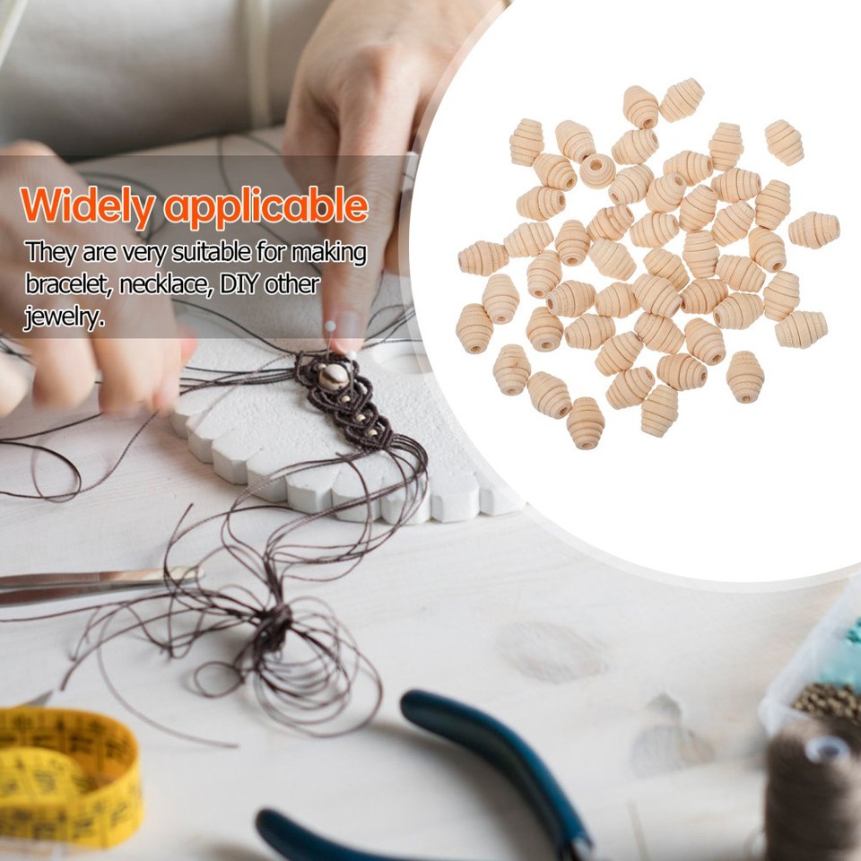 50Pcs Beaded Pendant DIY Beads Craft Making Wood Beads Jewelry DIY ...