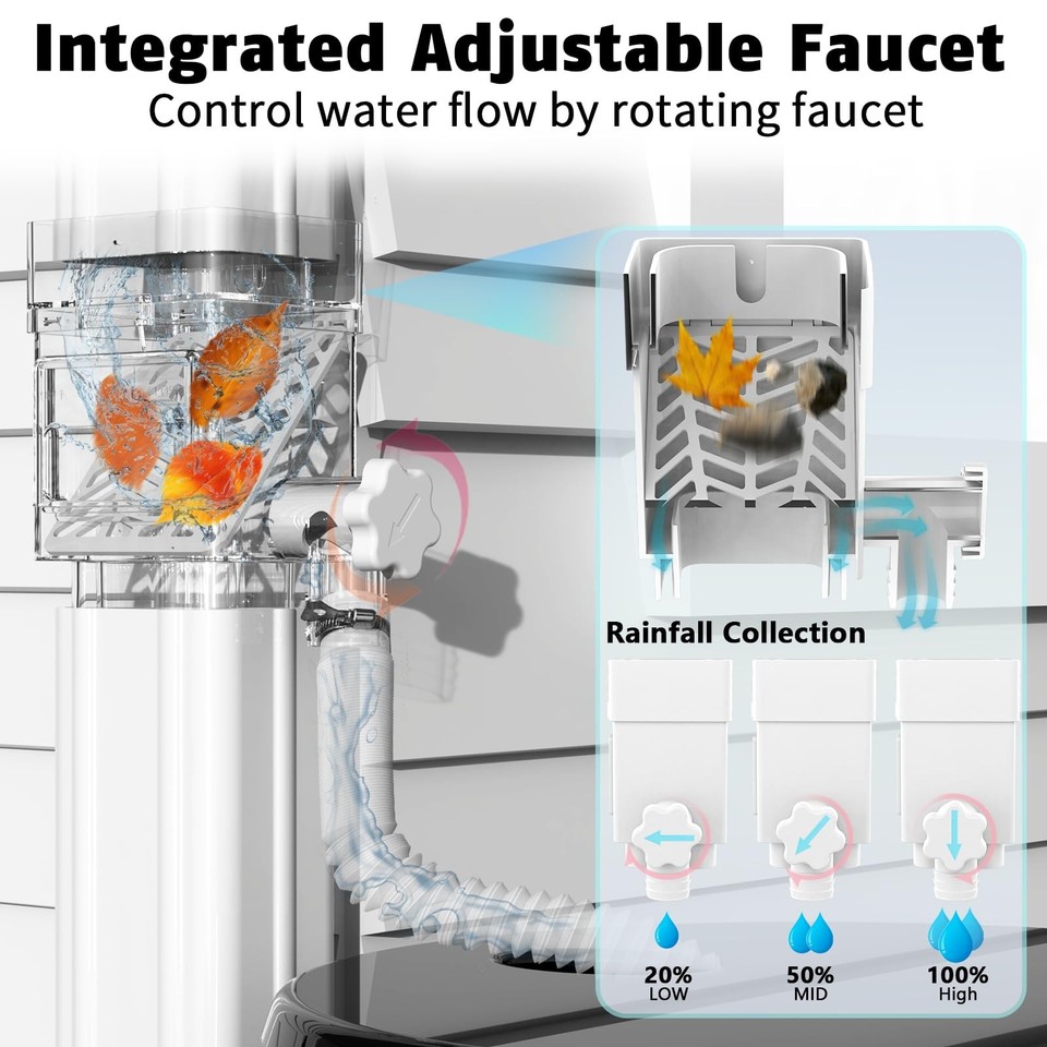 Rainwater Collection System, Downspout Diverter Fits for 2x3 or 3x4 ...