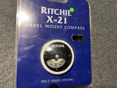 Boat dash or panel mount Compass Ritchie x-21 White bezel 2" gauge ...