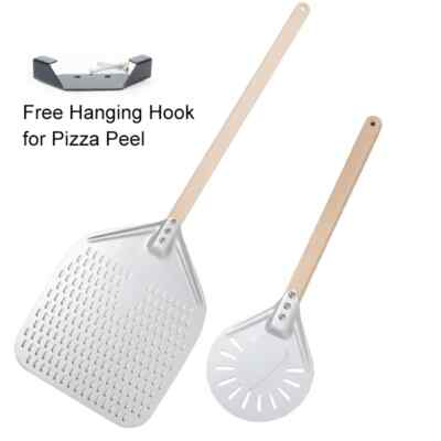 Perforated Pizza Peel with Turning Pizza Peel Wood Handle Pizza Baking ...