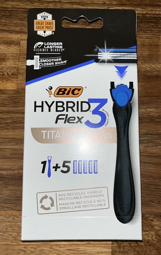 BIC Flex 3 Hybrid Men's 3-Blade Titanium Razor, 1­ Handle and 5 ...