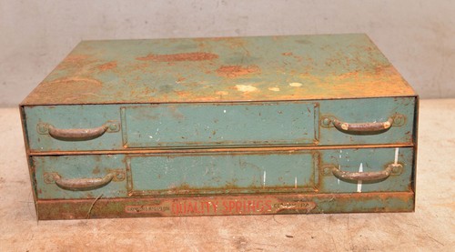 Vintage hardware store metal display box jewelery collectible storge ...