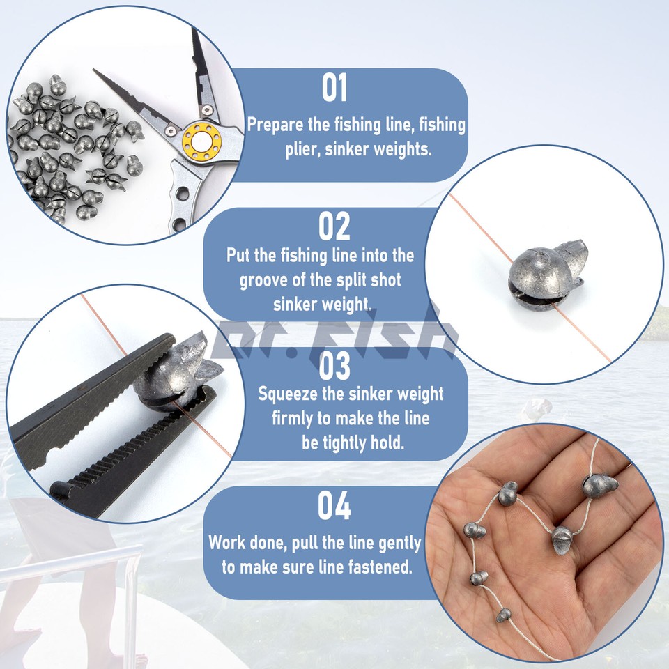 Fishing Removable Split Shot Sinker Lead Weight Clip On Weights 3/250oz -3/20oz | eBay